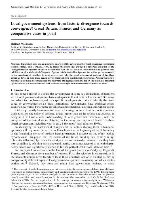 (PDF) Local Government Systems: From Historic Divergence towards ...