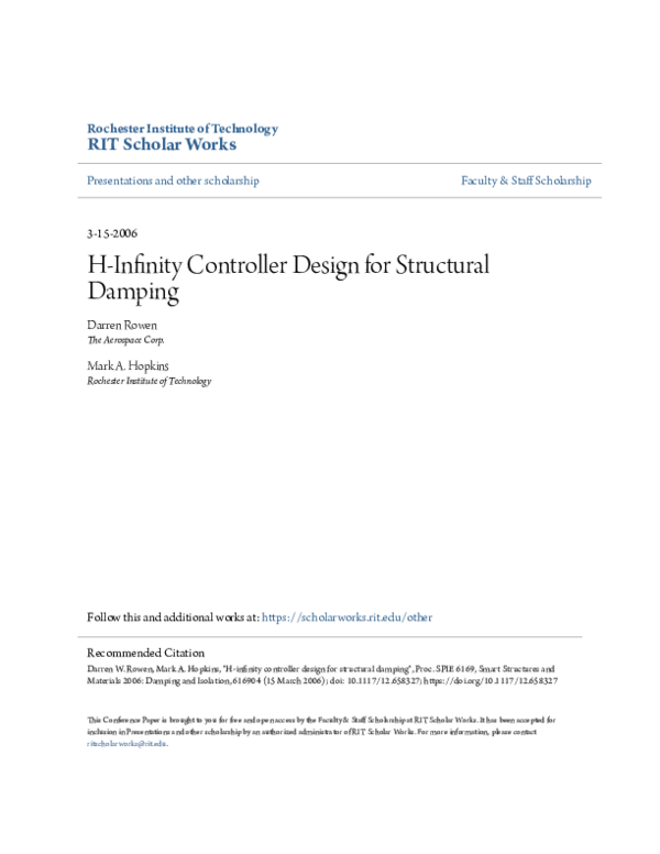 (PDF) H-infinity controller design for structural damping