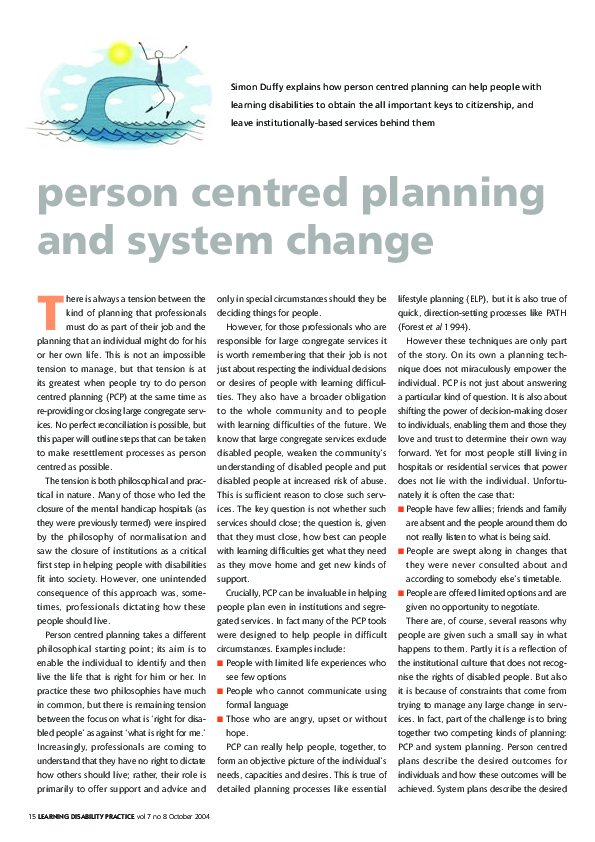 (PDF) Person Centred Planning and System Change