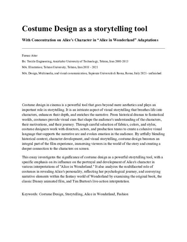(PDF) Costume Design as a storytelling tool