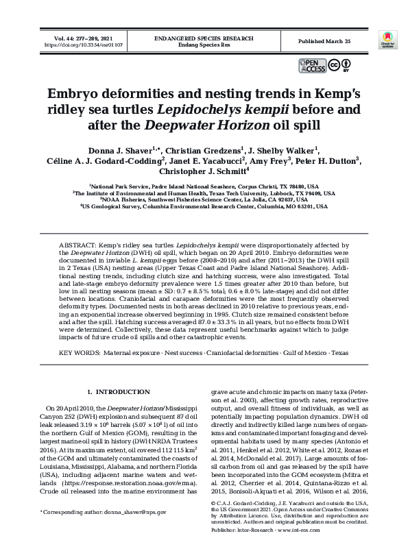 (PDF) Embryo deformities and nesting trends in Kemp’s ridley sea ...