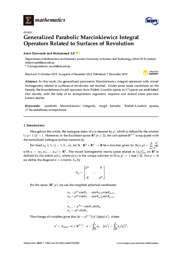 (PDF) Generalized Parabolic Marcinkiewicz Integral Operators Related to ...
