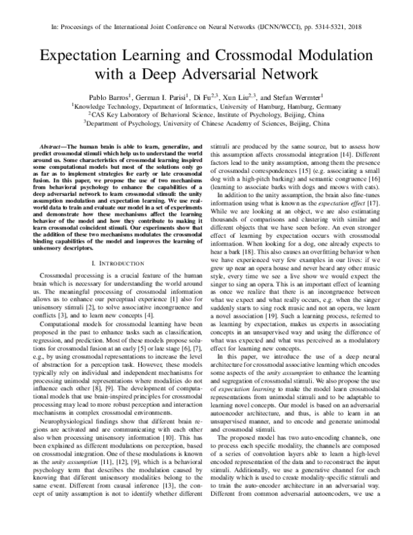 (PDF) Expectation Learning and Crossmodal Modulation with a Deep Adversarial Network