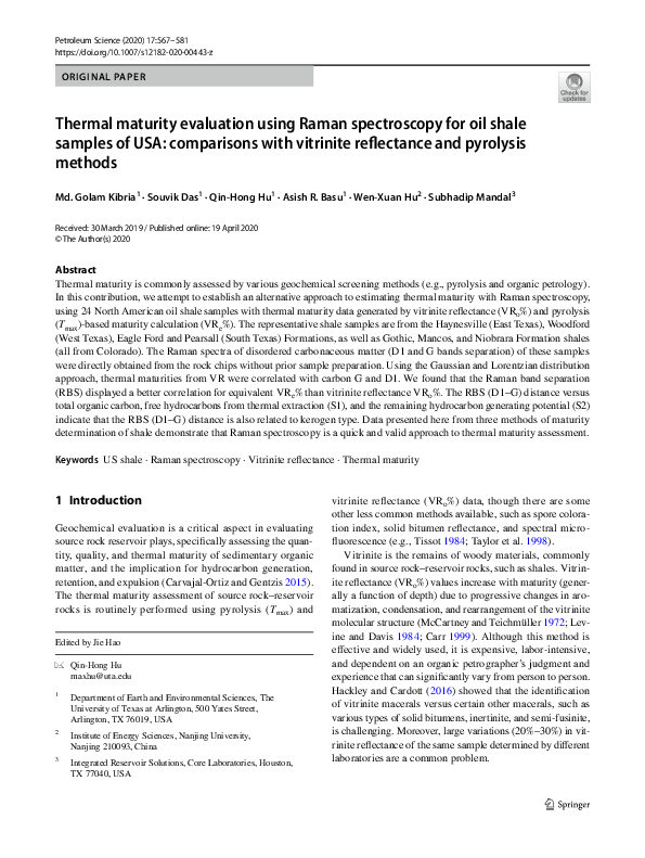 (PDF) Thermal maturity evaluation using Raman spectroscopy for oil ...
