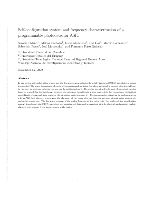 Pdf Self Configuration System And Frequency Characterization Of A Programmable Photodetector Asic