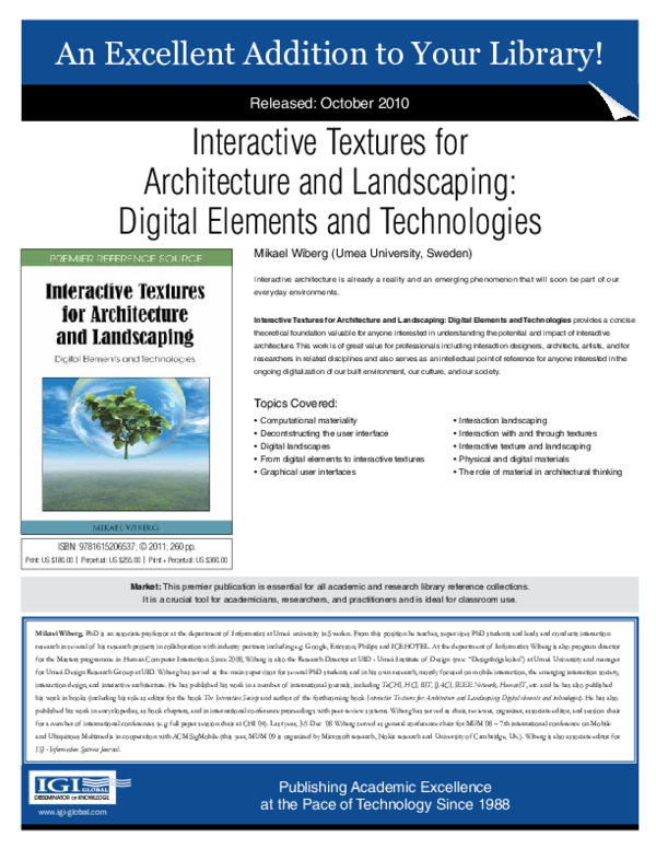 (PDF) Interactive Textures for Architecture and Landscaping