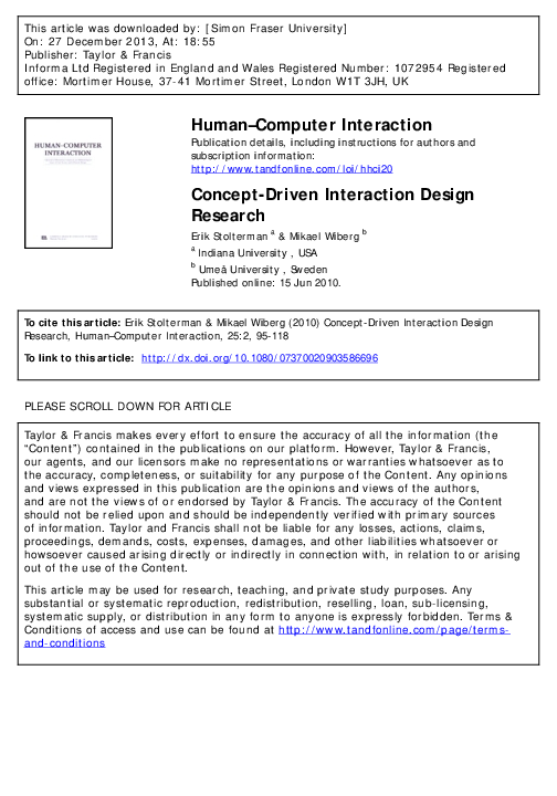 (PDF) Concept-Driven Interaction Design Research