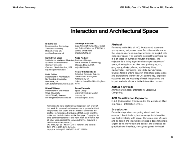 (PDF) Interaction and architectural space