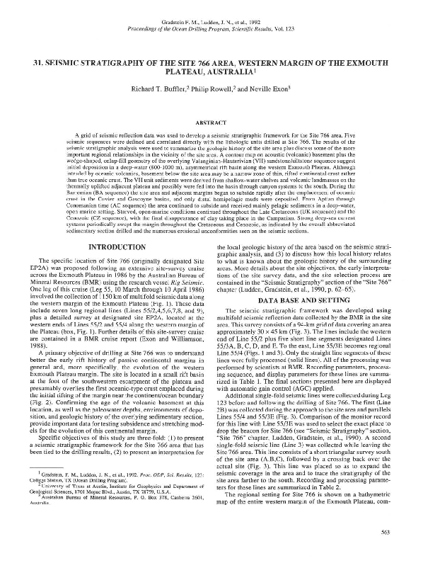(PDF) Seismic Stratigraphy and Geological History of Site 766, Exmouth ...