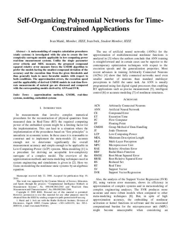 (PDF) Self-Organizing Polynomial Networks for Time-Constrained Applications