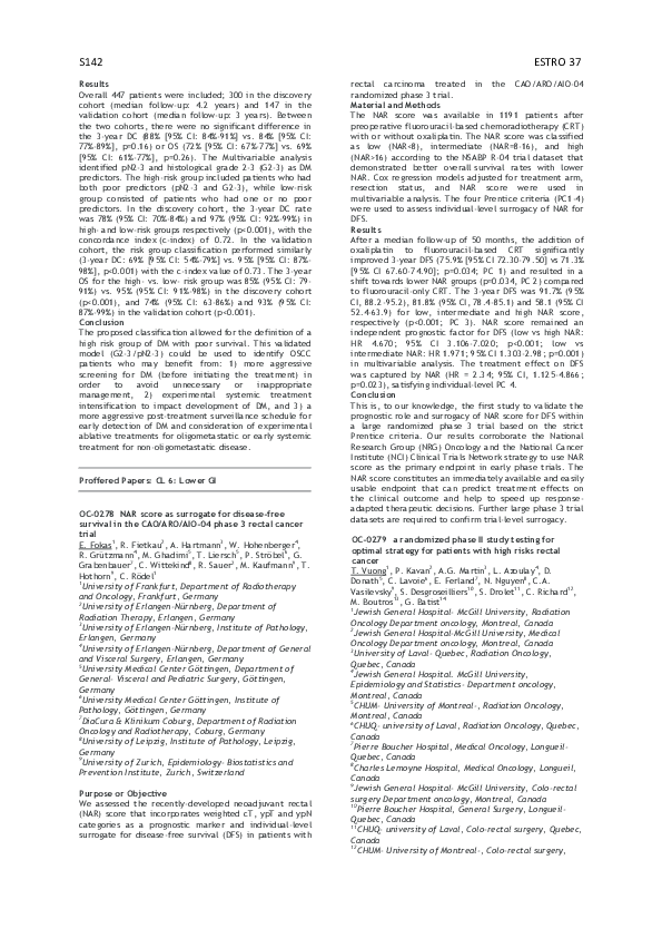 (PDF) OC-0278: NAR score as surrogate for disease-free survival in the ...