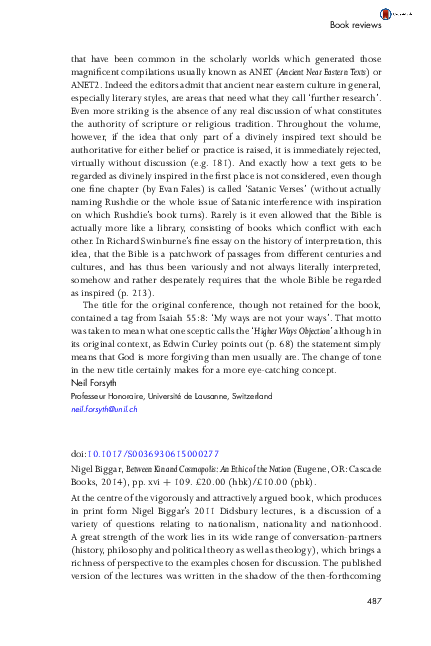 (PDF) Nigel Biggar, Between Kin and Cosmopolis: An Ethic of the Nation