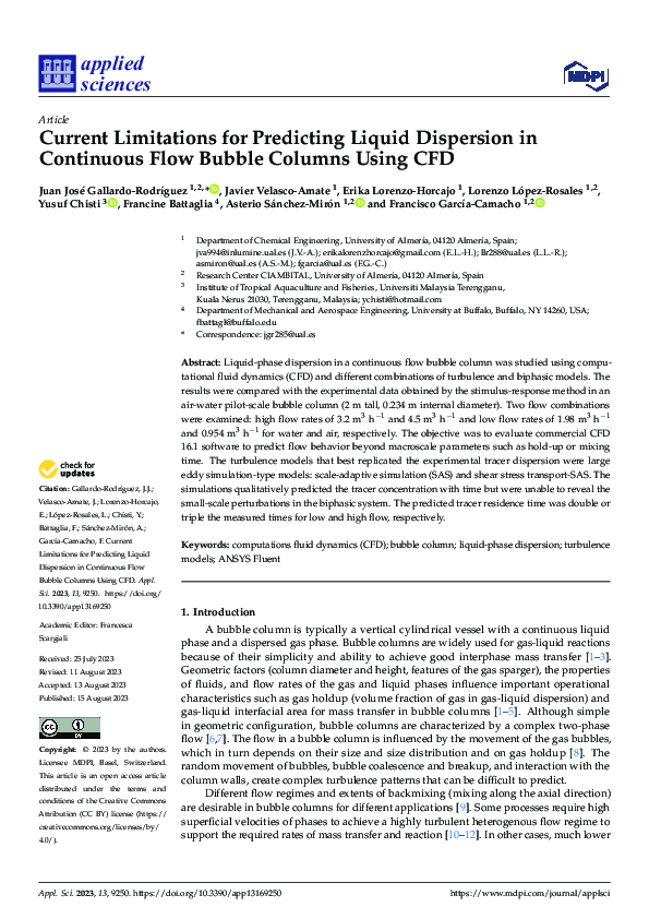 (PDF) Current Limitations for Predicting Liquid Dispersion in Continuous Flow Bubble Columns ...