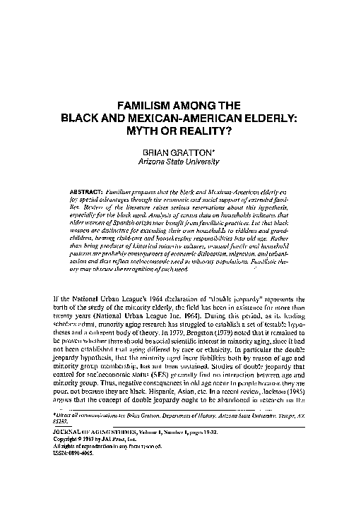 (PDF) Familism among the black and Mexican-American elderly: Myth or ...