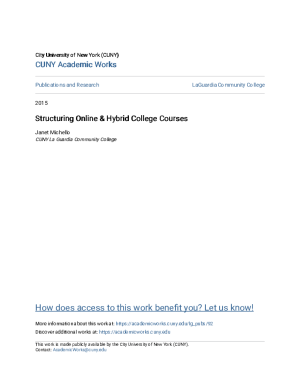 (PDF) Structuring Online & Hybrid College Courses