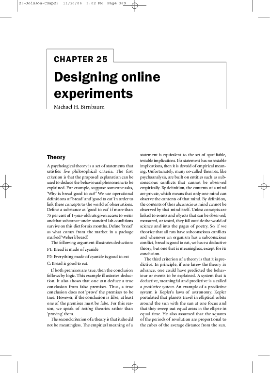 (PDF) Designing online experiments