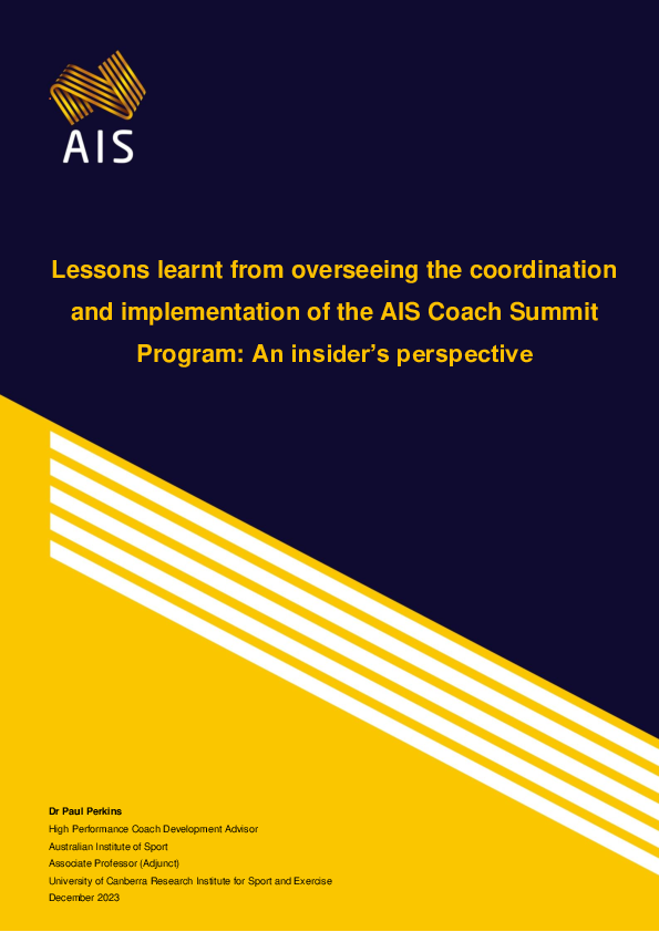 (PDF) Insights from Coordinating the AIS Coach Summit Program