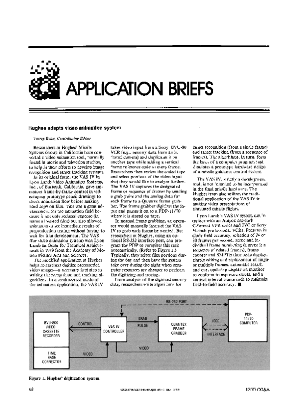(PDF) Application briefs: Hughes adapts video animation system