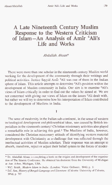 (PDF) A Late Nineteenth Century Muslim Response to the Western ...