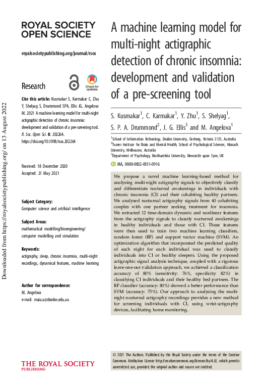 (PDF) A machine learning model for multi-night actigraphic detection of chronic insomnia ...