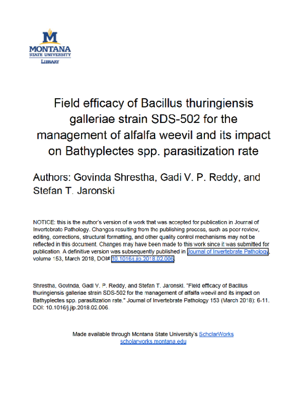 (PDF) Field efficacy of Bacillus thuringiensis galleriae strain SDS-502 ...