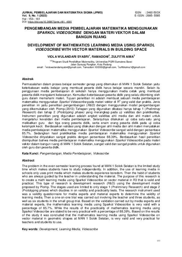 (PDF) Pengembangan Media Pembelajaran Matematika Menggunakan Sparkol Videoscribe dengan Materi ...