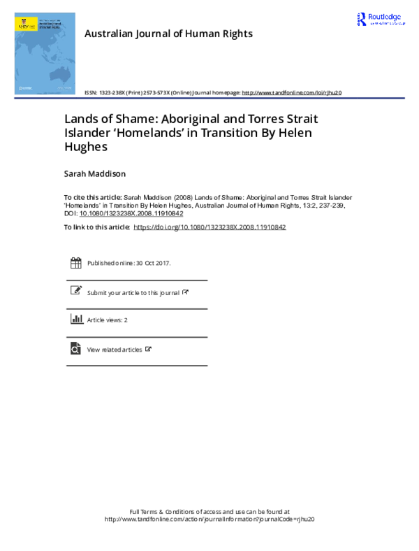 (PDF) Lands of Shame: Aboriginal and Torres Strait Islander 'Homelands ...