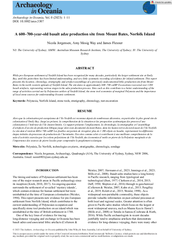 (PDF) A 600-700-year-old basalt adze production site from Mount Bates ...