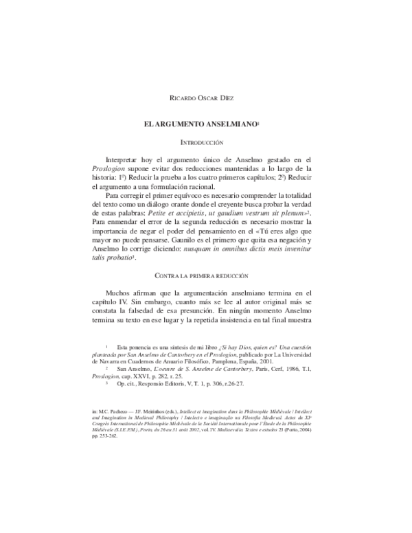 (PDF) El argumento anselmiano