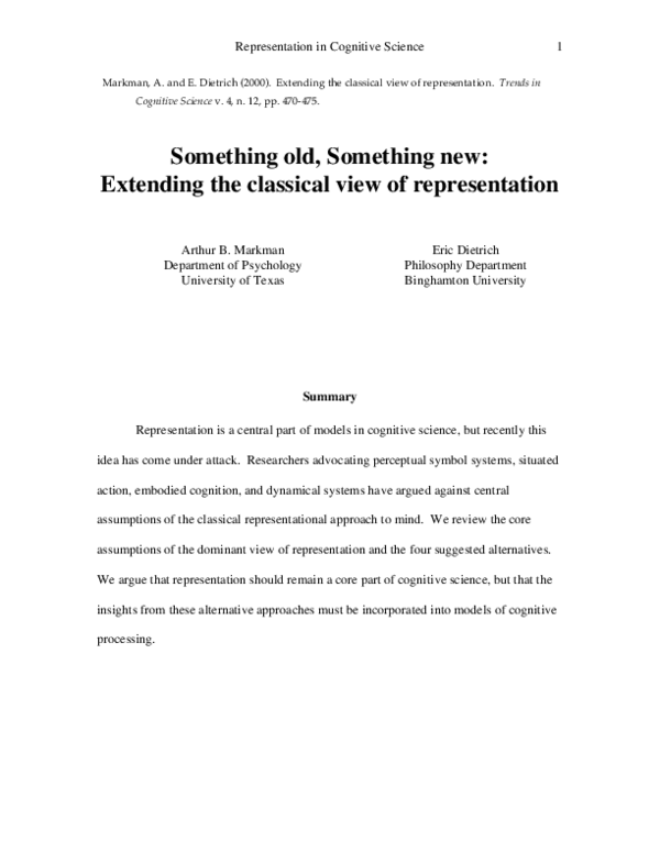 (PDF) Something old, Something new: Extending the classical view of ...