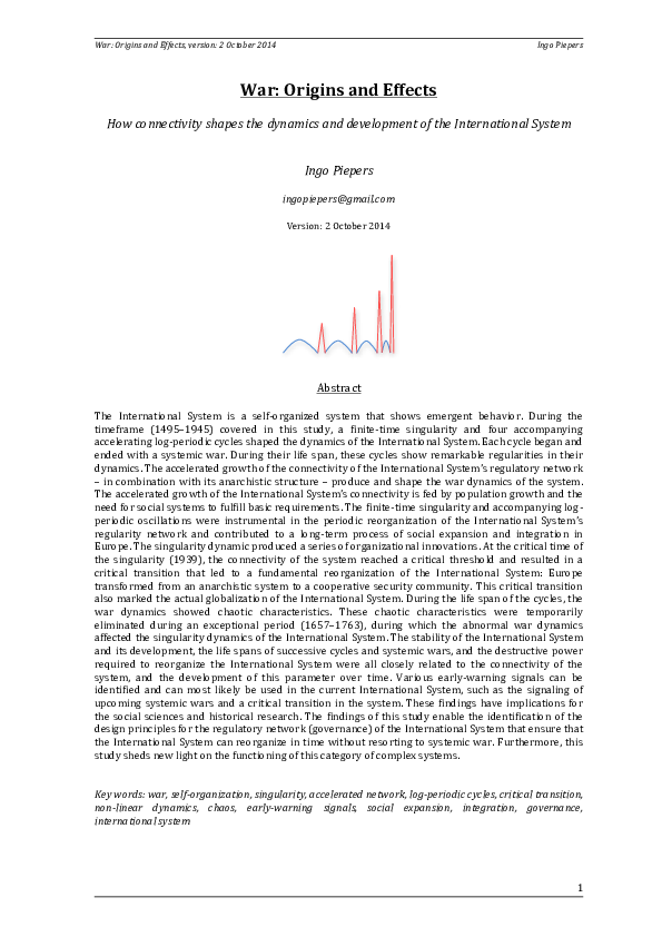 (PDF) War: Origins and Effects