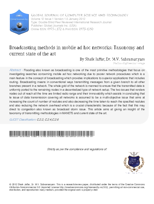 (PDF) Broadcasting methods in mobile ad hoc