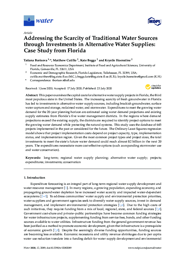 (PDF) Addressing the Scarcity of Traditional Water Sources through ...