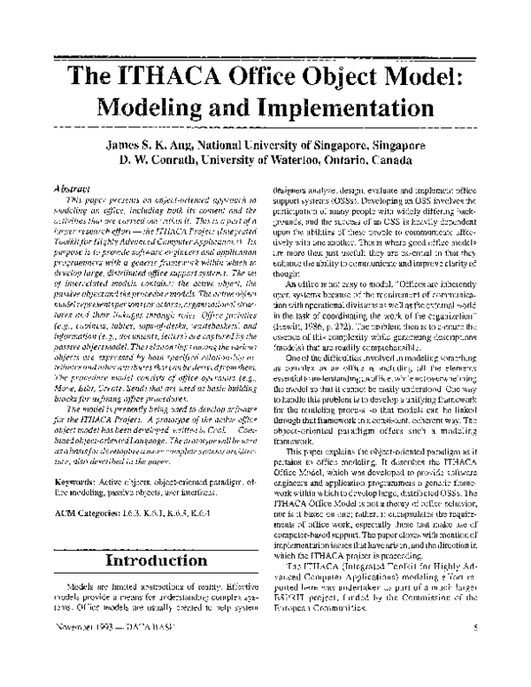 (PDF) The ITHACA office object model