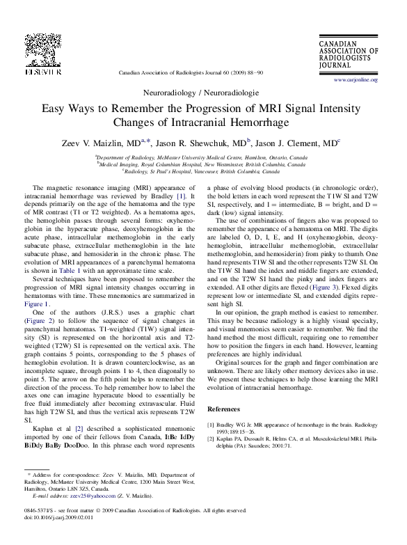 (PDF) Easy Ways to Remember the Progression of MRI Signal Intensity ...