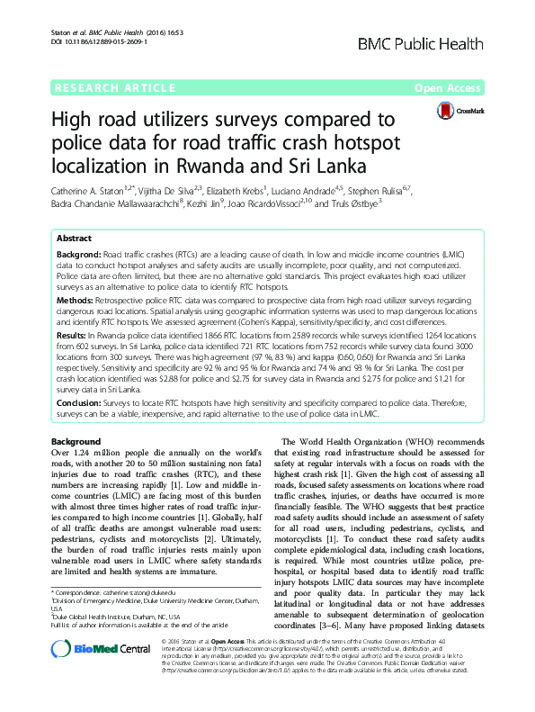 (PDF) High road utilizers surveys compared to police data for road ...