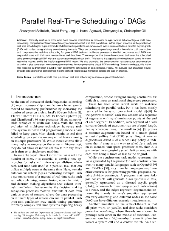 (PDF) Parallel Real-Time Scheduling of DAGs