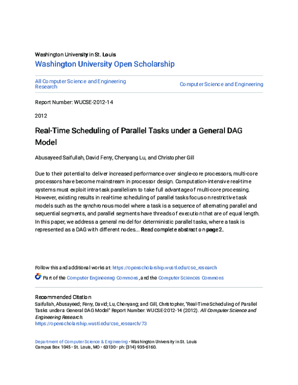 (PDF) Real-Time Scheduling of Parallel Tasks under a General DAG Model
