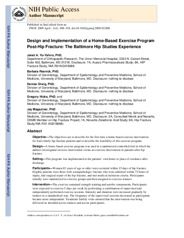 (PDF) Design and Implementation of a Home-Based Exercise Program Post ...