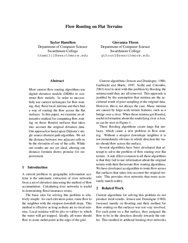 (PDF) Flow Routing on Flat Terrains