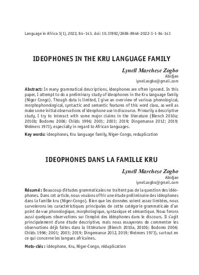 (PDF) Ideophones in the Kru language family