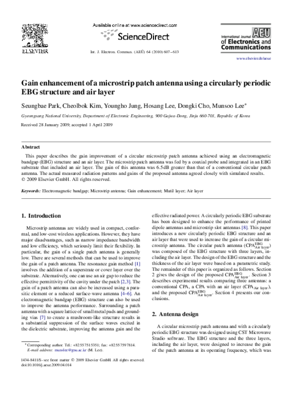 (PDF) Gain enhancement of microstrip patch antenna using low loss negative refractive index ...