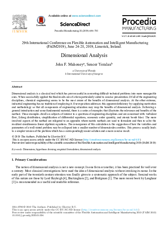 (PDF) Dimensional Analysis