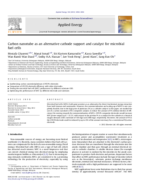(PDF) Carbon nanotube as an alternative cathode support and catalyst ...
