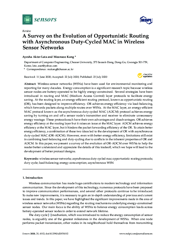 (PDF) A Survey on the Evolution of Opportunistic Routing with Asynchronous Duty-Cycled MAC in ...