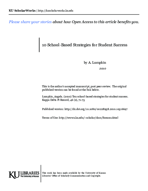 (PDF) 10 School-Based Strategies for Student Success