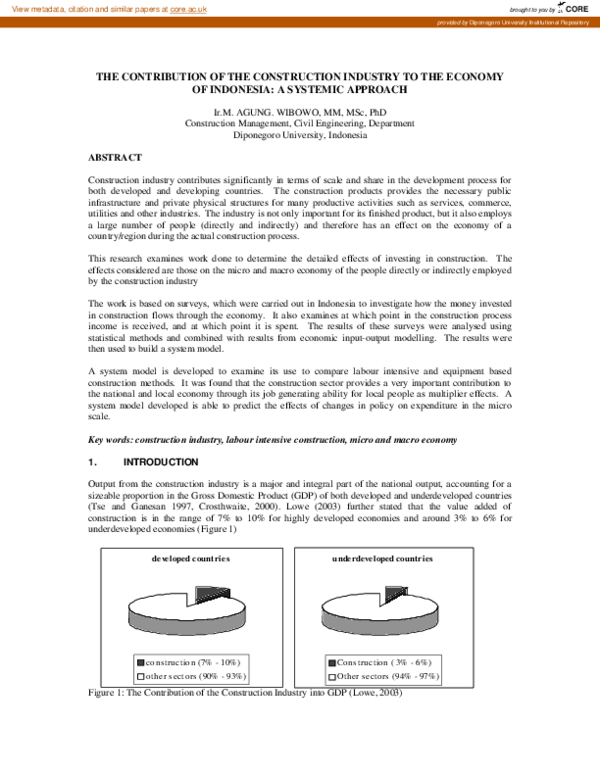 (PDF) The Contribution Of The Construction Industry To The Economy Of ...