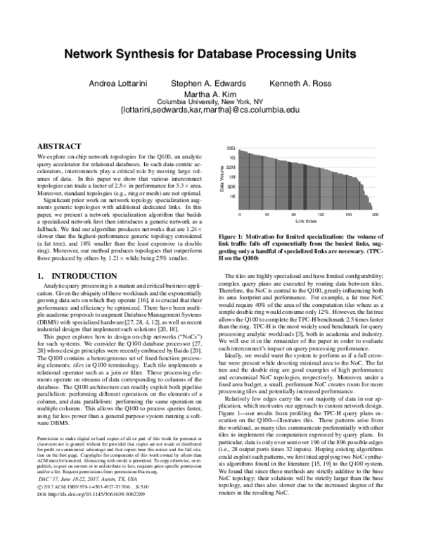 (PDF) Network Synthesis for Database Processing Units