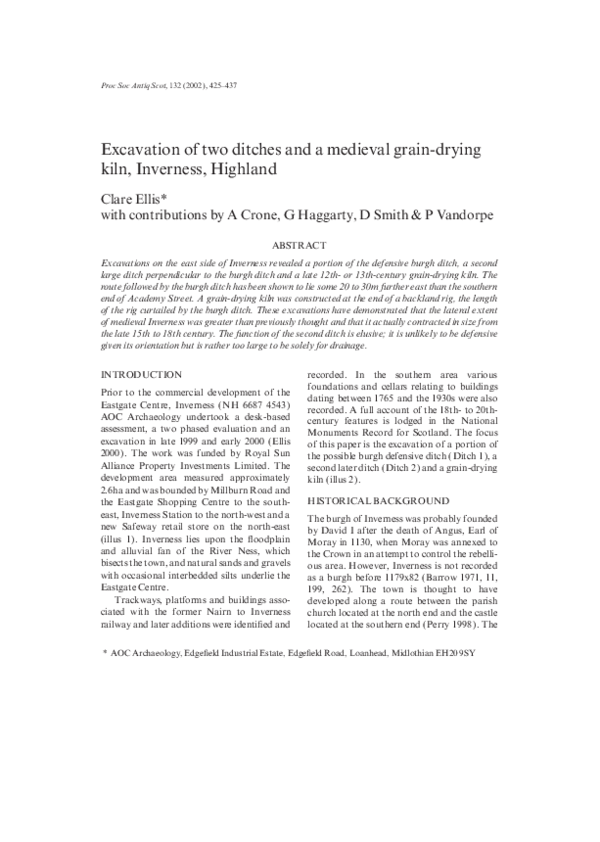 (PDF) Excavation of two ditches and a medieval grain-drying kiln ...