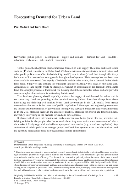 (PDF) Forecasting Demand for Urban Land